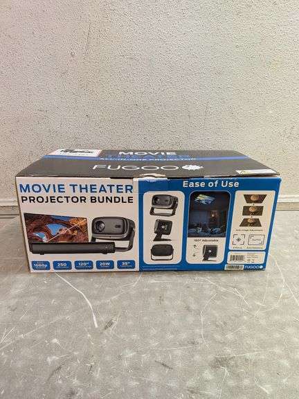 FUGOO Movie Theater Projector Bundle W/Tripod, Soundbar, 120" Projector ...