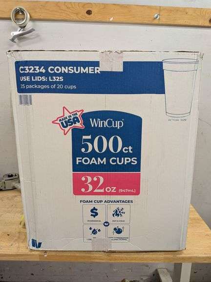 WinCup Foam Drink Cups 18 Series, White, 32 oz., 500 ct. | Open Box ...