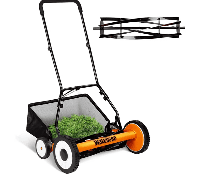 WALENSEE 20inch 5-Blade Push Reel Cordless Manual Lawn Mower With 9 ...