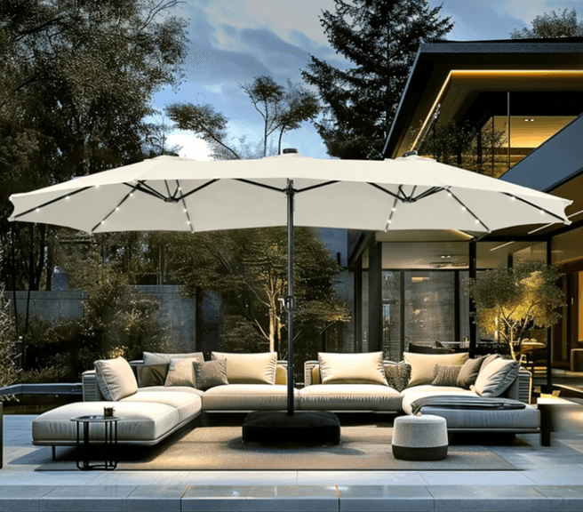 PHI VILLA Large Patio Umbrella 15 Ft. | Open Box | (See Condition Notes ...