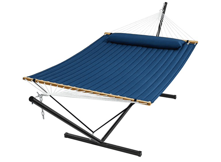 Unbranded Black Metal Hammock Stand With Navy Hammock | Open Box | (See ...