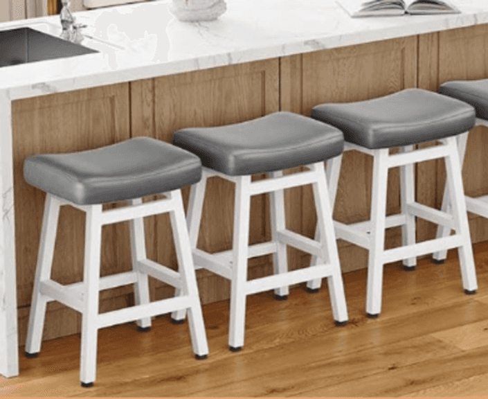 Barstool, 24"H, White & Gray, Set pf 3 | Open Box | (See Condition ...