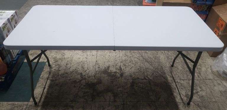 FLASH FURNITURE Plastic Folding Table, 27.25"D x 60"W x 34"H (RL ...
