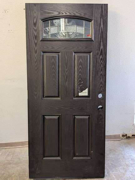 Fiberglass Pre Hung Front Door (Black) (35.6"x79.3"x1.9")Approx. | Open ...