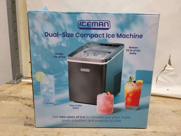 ICEMAN Dual-Size Compact Ice Machine, Holds 1.1L of water, 11x8.5x11.3 ...