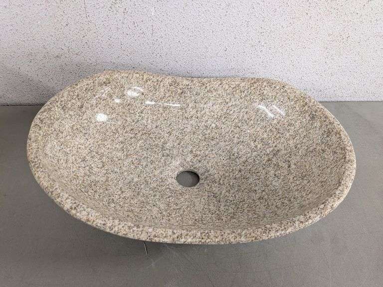 Hand Carved Granite Vessel Sink, 20"x14.2" | Open Box - Rio Grande Trade