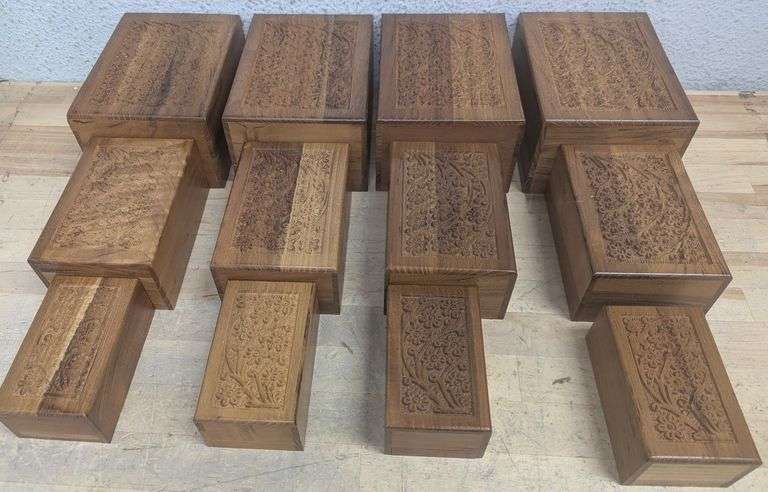 Flower Carved Urns Small, Medium & Large, 4 Sets Of 3. | Like New - Rio ...