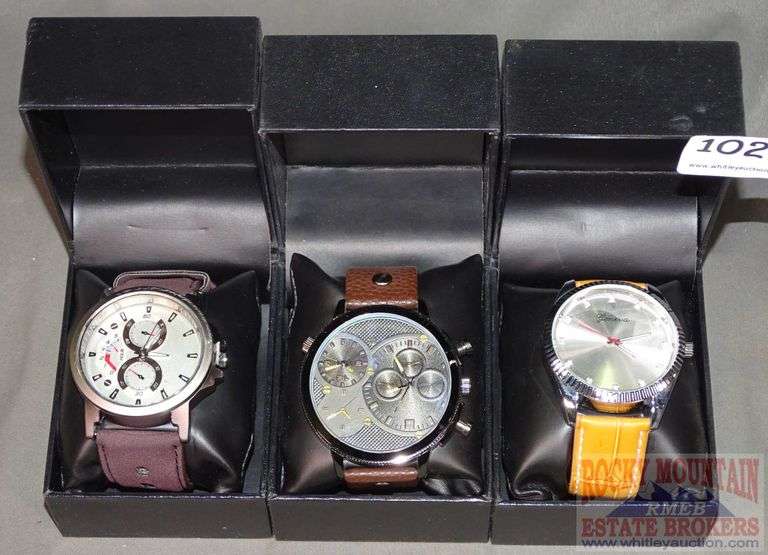 3 New men's Geneva watches with original boxes. 3 times the money ...