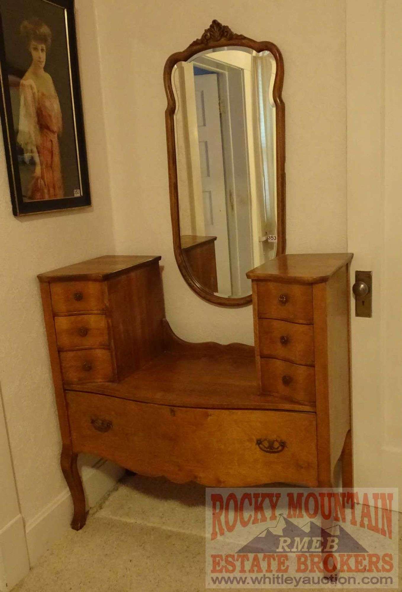 Antique Jean Harlow Dresser Mirror. Rocky Mountain Estate Brokers Inc