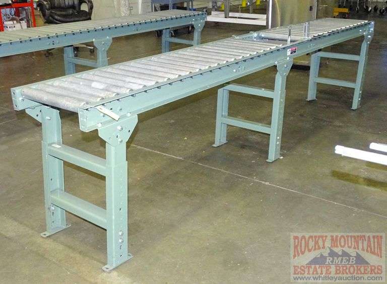 Uline H-3413 Gravity Roller 10' conveyor with adjustable height legs ...