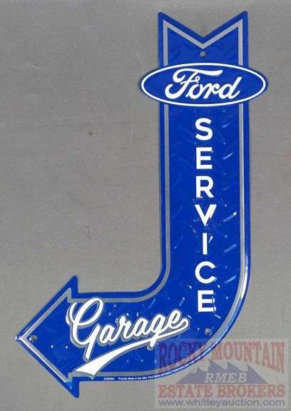 Neat new "Ford Service Garage" embossed tin 18" arrow sign. - Rocky ...