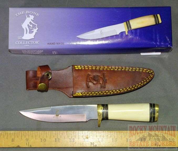 New Bone Collector 10" hunting knife with stainless steel blade, inlaid ...