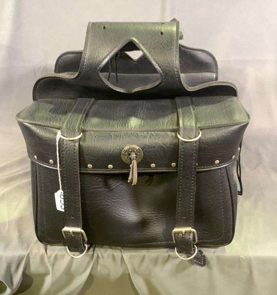 All American Rider Black leather look saddle bags. The stitching at the ...