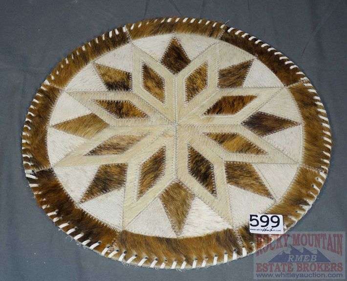 Hand cut, pieced and sewn 15.5" cowhide leather table topper. - Rocky ...