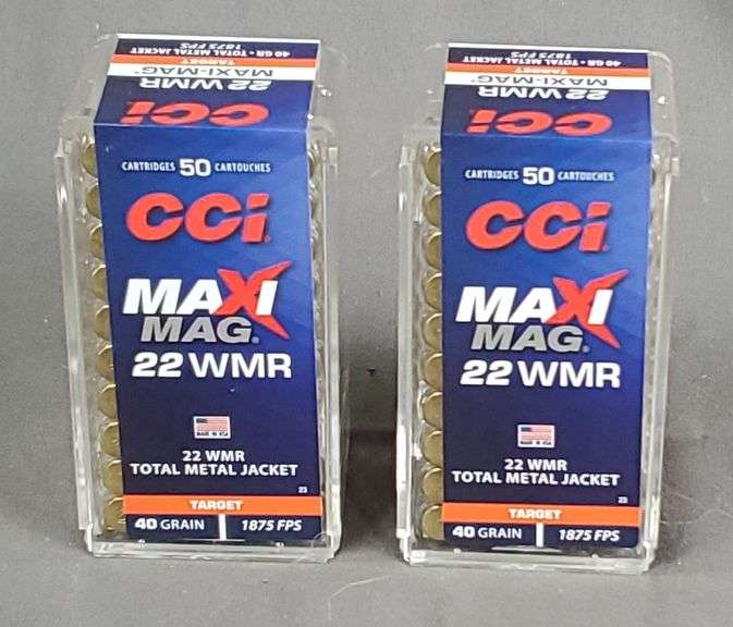 2 New Boxes of 50 CCi Maxi-Mag .22 Mag, 40 G TMJ Cartridges, 1875 FPS ...