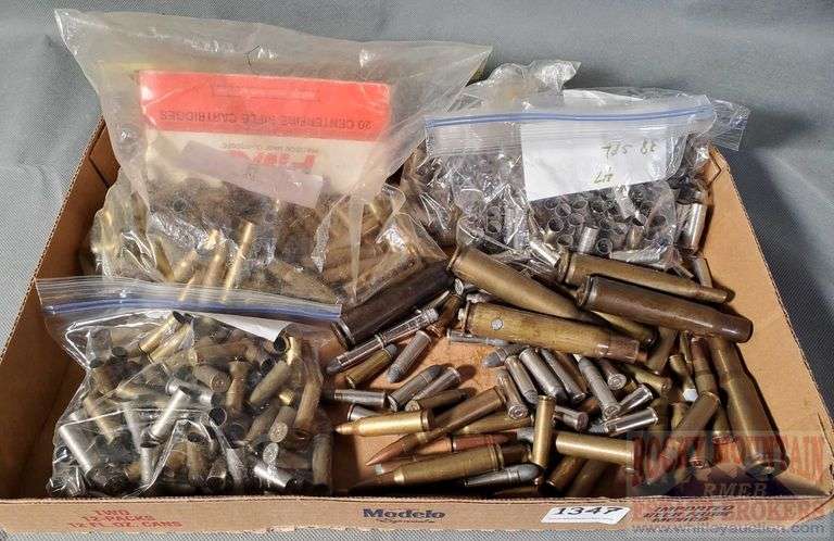 Asst. Empty Brass Cartridge Case Including A Couple .50 & Some Asst ...