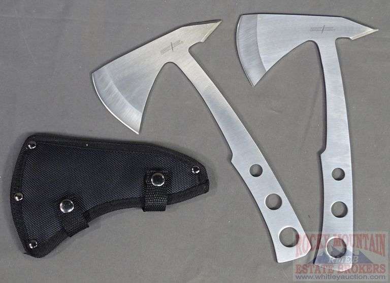 New Perfect Point 2 Piece Stainless Steel Throwing Axe Set W/ Black ...