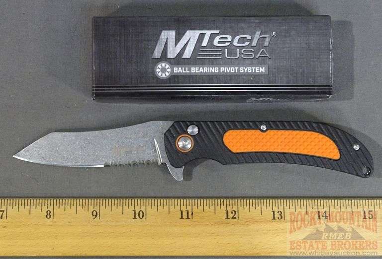 New M-Tech USA 8" Ball Bearing Pivot Folding Knife W/ Partially ...