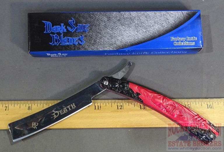 New Very Cool 10" Dark Side Blades Folding Straight Razor W/ Two Tone ...
