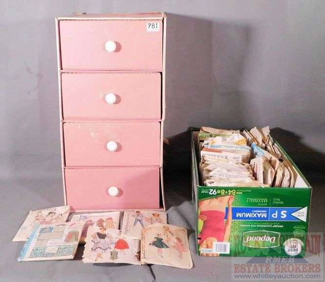 3 drawer stand with lots of assorted sewing patterns. Stand is 26"X13 ...