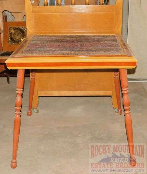 Vintage table with carpet on top. - Rocky Mountain Estate Brokers Inc.