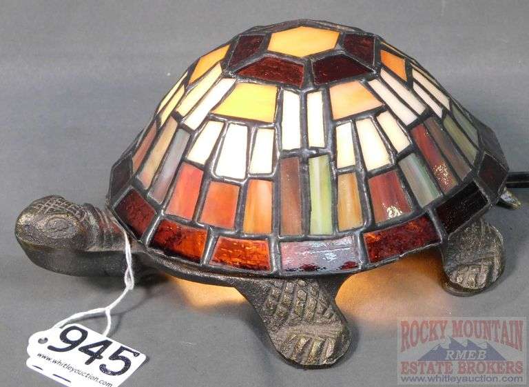 Neat Tortoise Accent Lamp with Bronze Base and Stained Glass Shell 9 ...