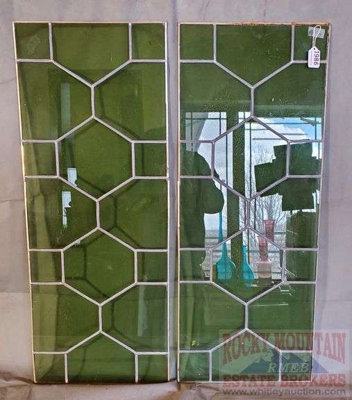 2 Vintage Stained Glass Window Panels. 33.5"X13.5". Two times the money ...