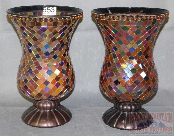 Two Partylite Mosaic Glass 12" Candle Holders. Two Times the Money ...