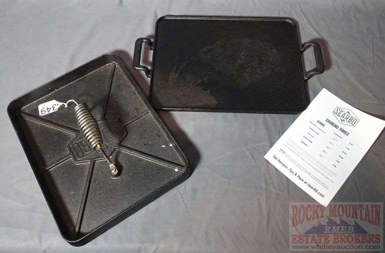 Cast Iron SearBQ Meat Griddle & Press, 10"x13". This does not appear to ...