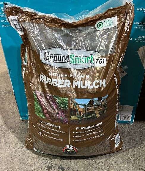 New 1.25 cu. ft. bags of GroundSmart Mocha Brown Rubber Mulch. 1 bag ...