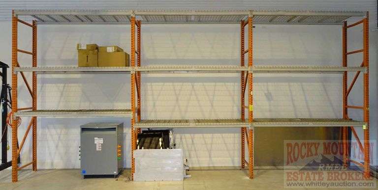 3 Bay Pallet Racking W/ 4-12'x36" Uprights, 18-100" Beams & Wire ...