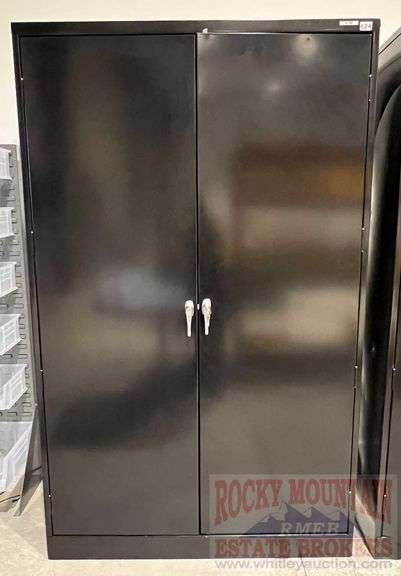 Uline Black Metal 2 Door Storage Cabinet W/ Adjustable Shelves, 78"x48 ...
