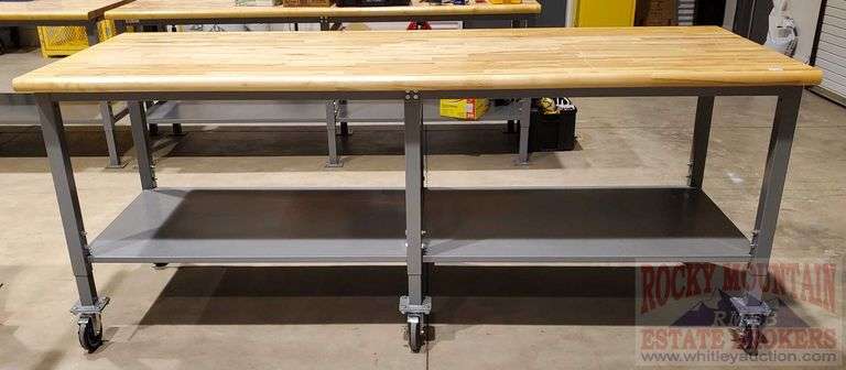U-Line Heavy Duty Roll Around Work Bench W/ Butcher Block Top, 6 ...