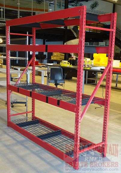 Heavy-Duty Red Industrial Shelf W/ Adjustable Cross Beams & Wire ...
