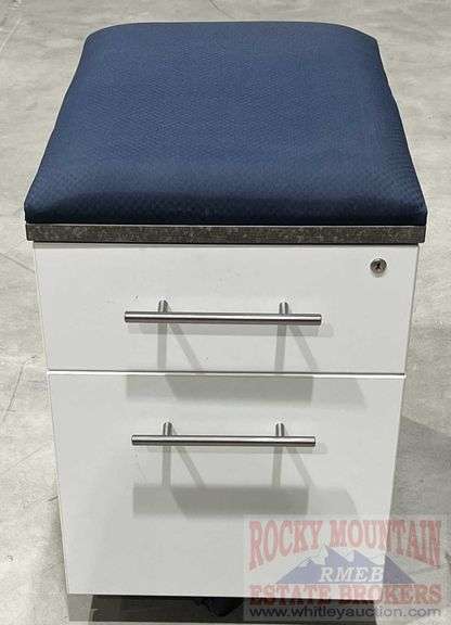 2 Drawer Rolling Office Helper/Filing Cabinet W/ Upholstered Top. This ...