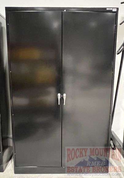 Uline Black Metal 2 Door Storage Cabinet W/ Adjustable Shelves, 78"x48 ...
