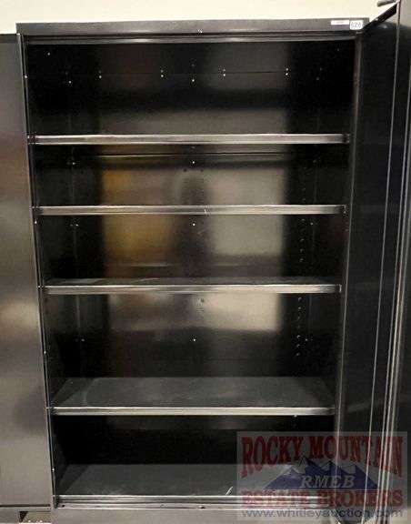 Uline Black Metal 2 Door Storage Cabinet W/ Adjustable Shelves, 78"x48 ...