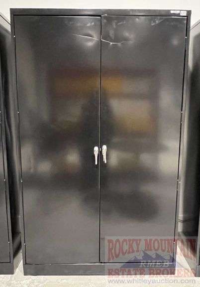 Uline Black Metal 2 Door Storage Cabinet W/ Adjustable Shelves, 78"x48 ...