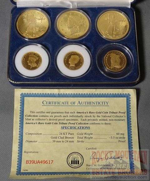 America's Rare Gold Coin Tribute Proof Collection in Case W ...