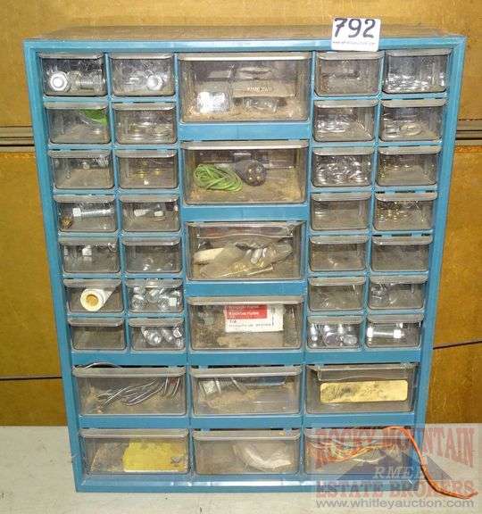Blue 18-Drawer Parts Organizer W/ Contents, 18"x14"x7". - Rocky ...