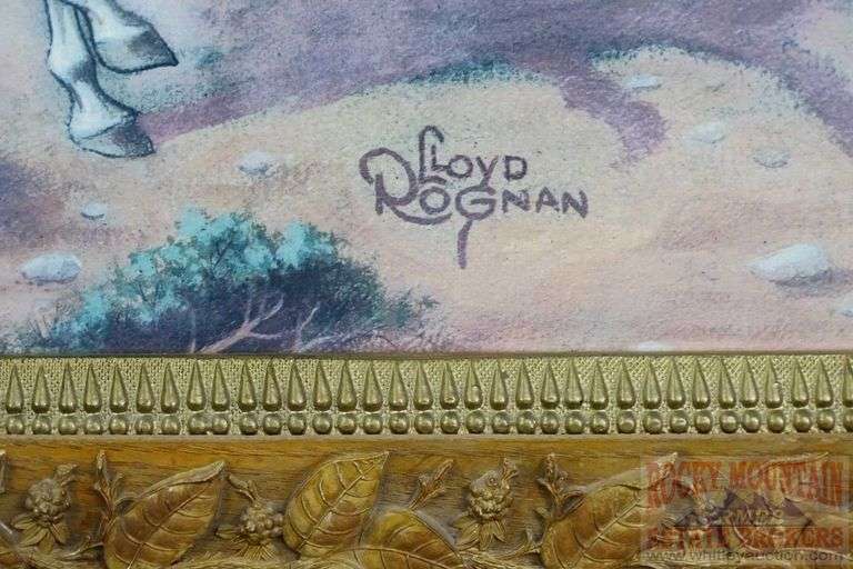 Nice Vintage Lloyd Rognan Framed Stagecoach Print in Fancy Carved Frame ...