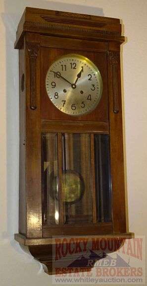 Largo-Gong Antique Wall Clock W/ Carved Accents & Beveled Glass Panels ...