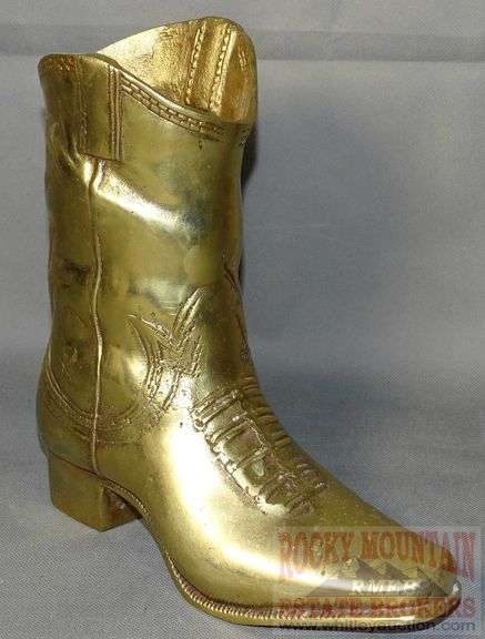 Large Brass Cowboy Boot, 9" high. - Rocky Mountain Estate Brokers Inc.