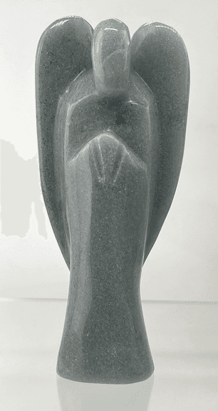 6" Angel Sculpture, Carved From Greyish Blue Trolleite Quartz. This ...