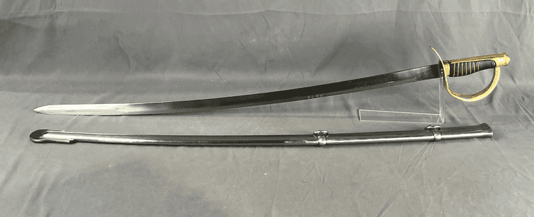 Nice Cavalry Style Sword W/ Fancy Brass Guard & Metal Sheath, 42" long ...