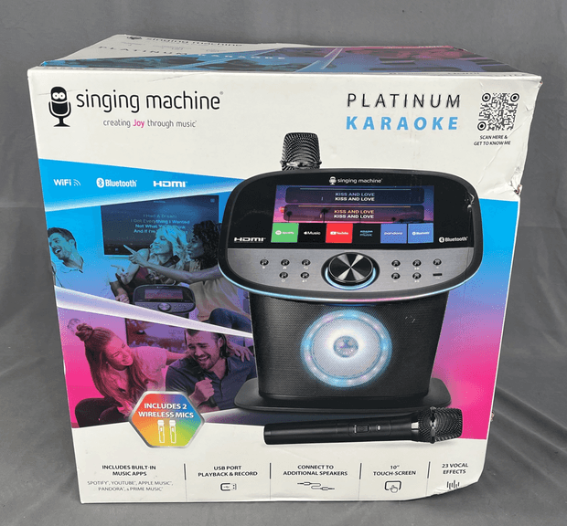 Brand New, Platinum "Singing Machine" Wifi Karaoke System W/ 10" Touchscreen Display & 2 ...