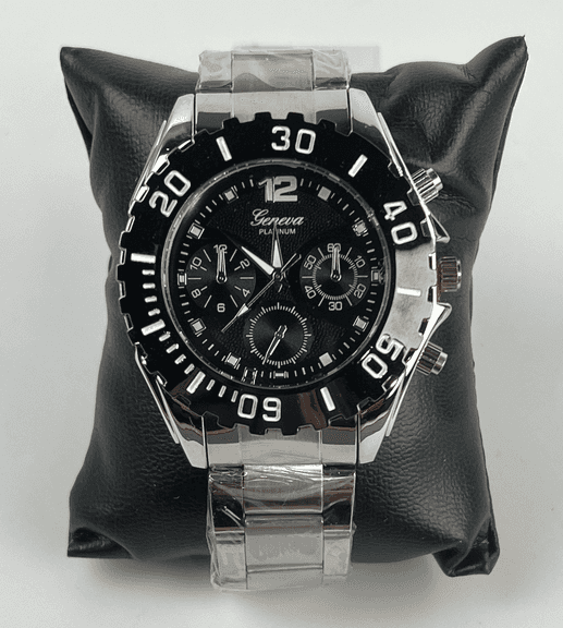 New Geneva Men's Quartz Watch with 3 Non-Functioning Chronograph Dials ...