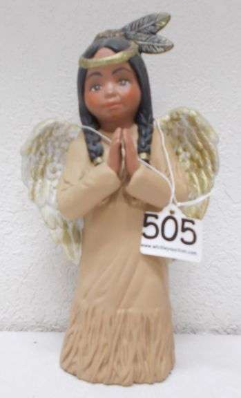 Indian Girl Angel Hand Painted Ceramic Sculpture, 9" high. - Rocky ...