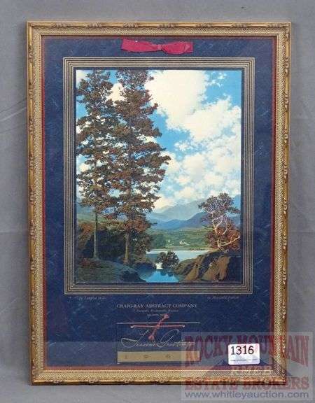 1942 Framed Advertising Calendar with "Thy Templed Hills" Print by ...