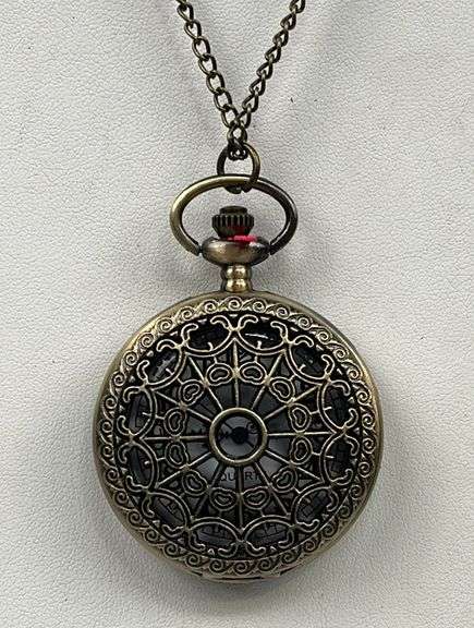 New Quartz Pocket Watch with Gothic Style Pierce-Carved Case with ...
